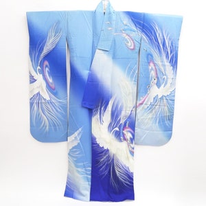 Furisode Blue Peacock Tall Silk 9709J5 - Etsy