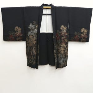 Haori Jacket Vintage(1950-1980) Black Gold Lush Trees Silk #10187D5 - Etsy