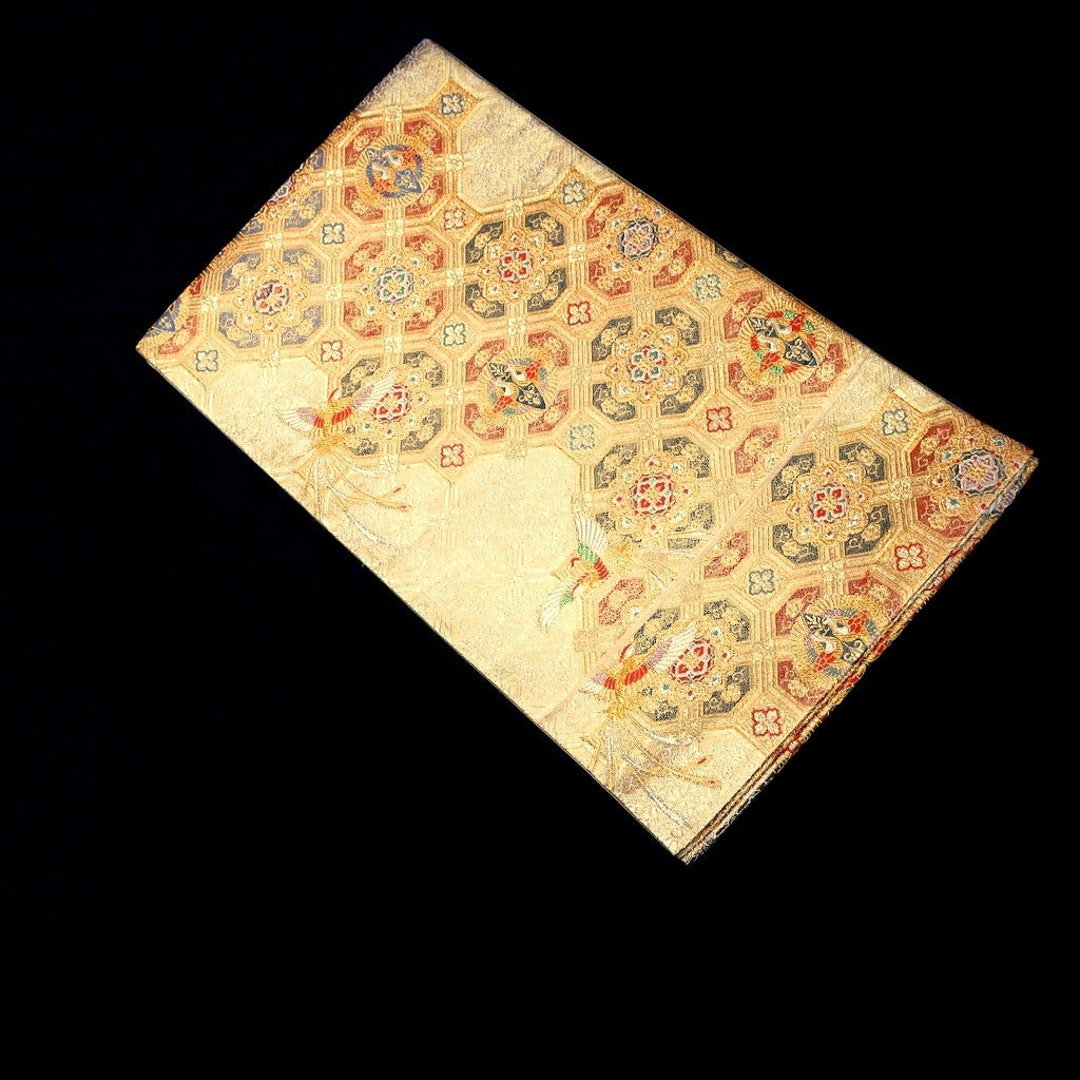 Fukuro Obi Vintage(1950-1980) Gold Birds Shousoin Silk BB186V1 - Etsy