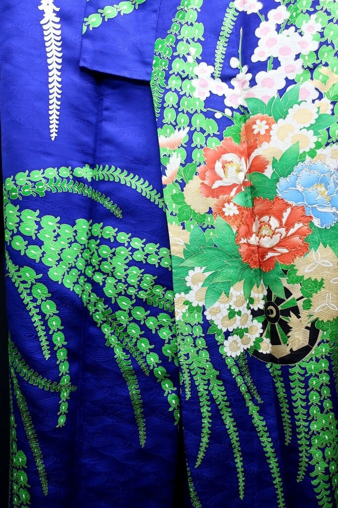 Furisode Blue Wisteria Peony Tall Silk 8780A2 - Etsy