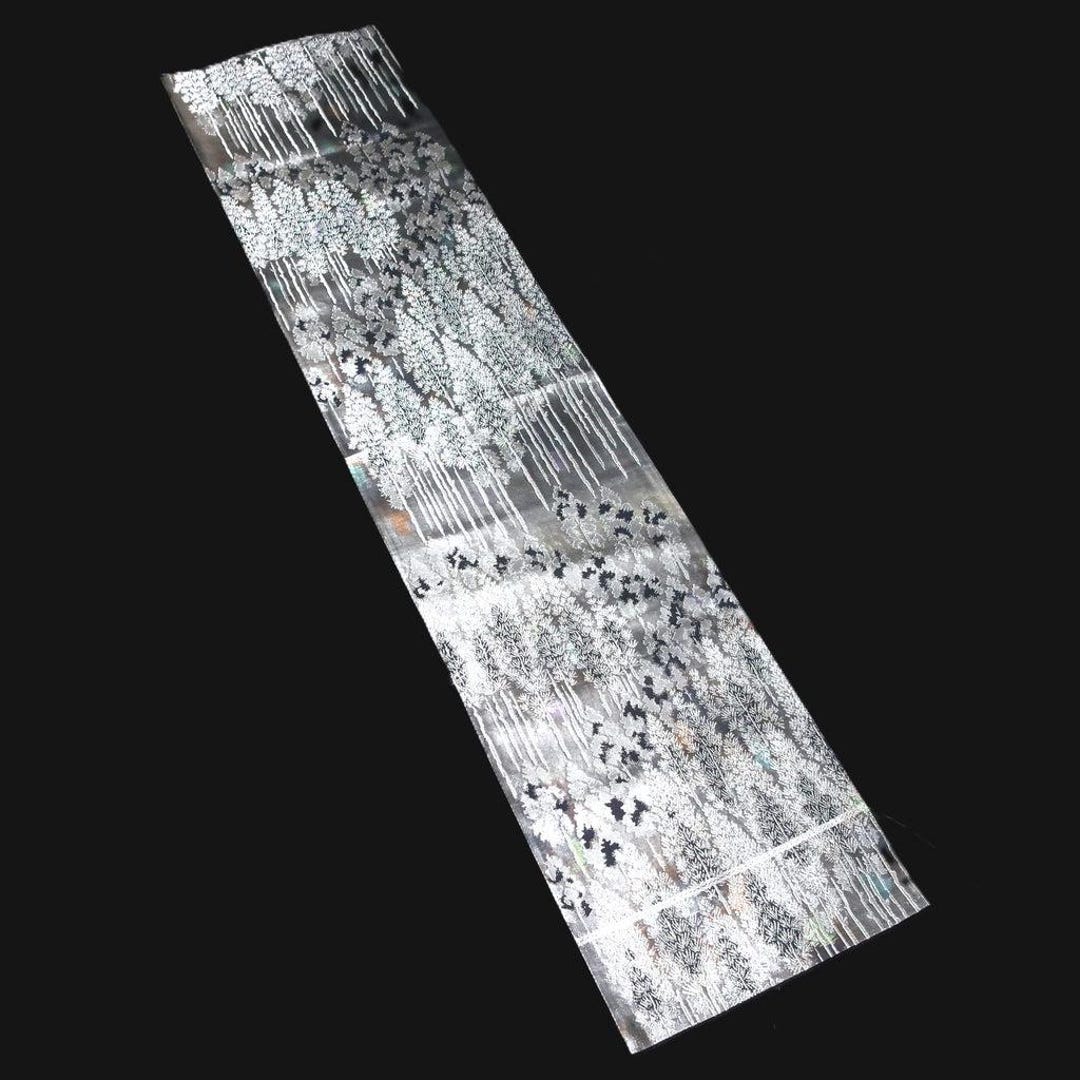BB10062AE Silk Obi Fabric Forest Black Silver 51.6x11.0in(131x28cm ...