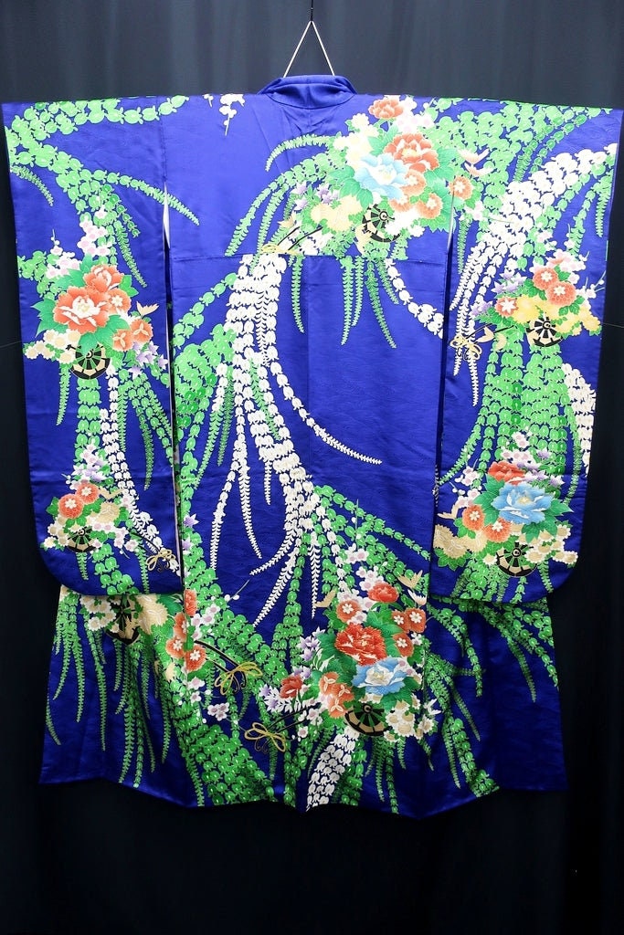 Furisode Blue Wisteria Peony Tall Silk 8780A2 - Etsy