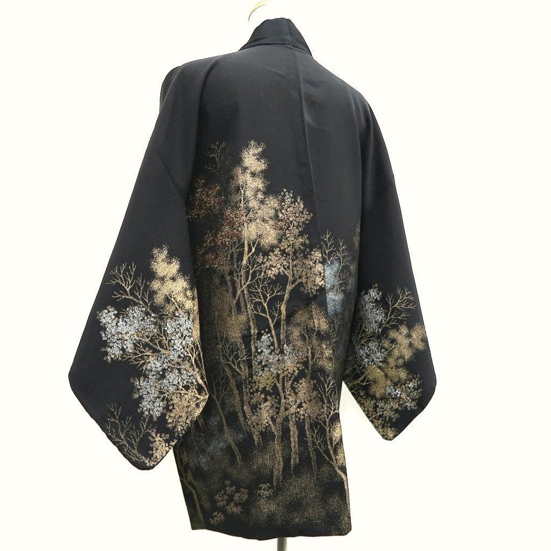 Haori Jacket Vintage(1950-1980) Black Gold Lush Trees Silk #10187D5 - Etsy
