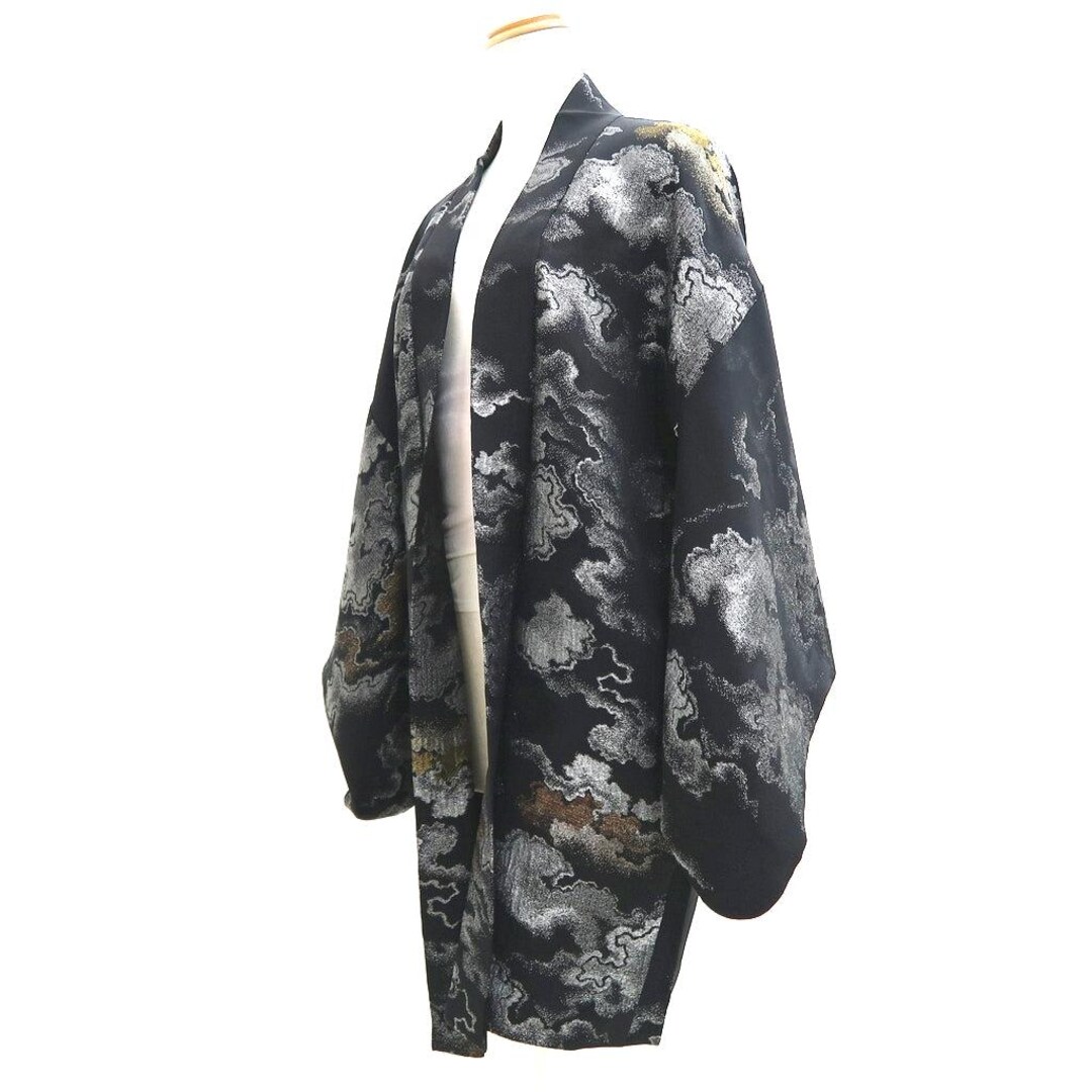 Haori Jacket Vintage(1950-1980) Black Silver Gold Cloud Silk #9755A3 - Etsy