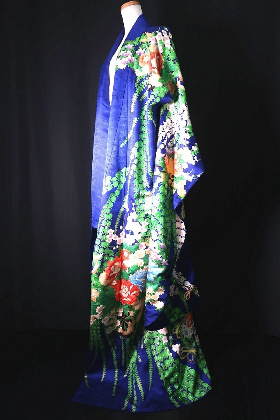 Furisode Blue Wisteria Peony Tall Silk #8780A2 - Etsy