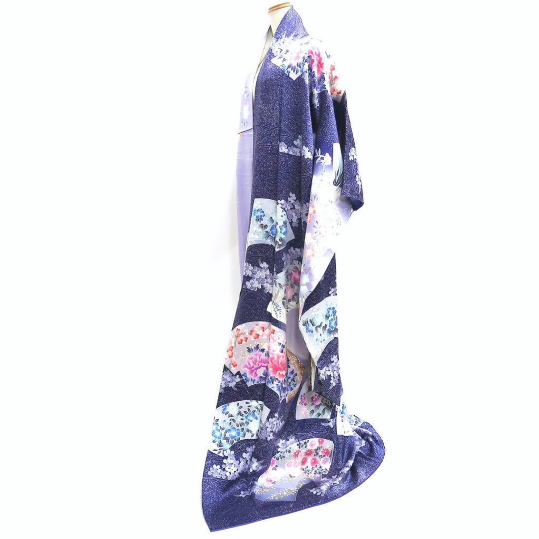 Furisode Blue Lavender Shidare Sakura Peony Tall Silk #9704J5 - Etsy