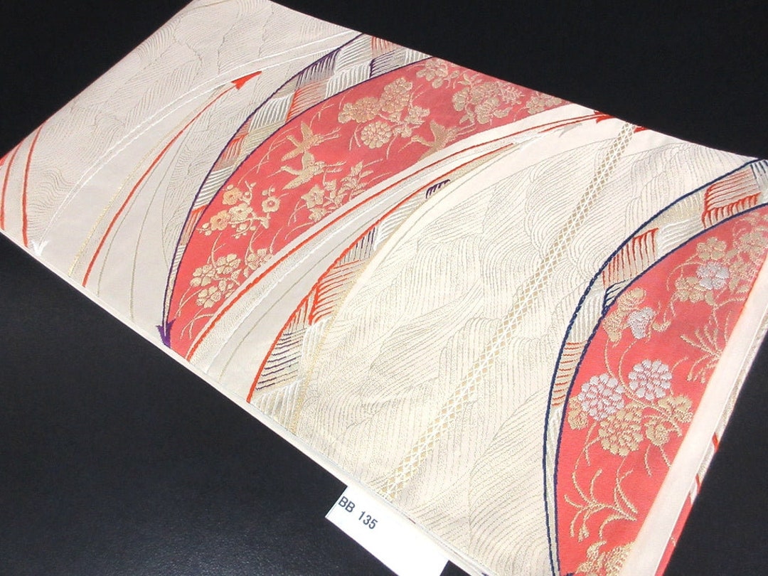 Fukuro Obi Gold White Crane Birds Silk BB135W8 - Etsy