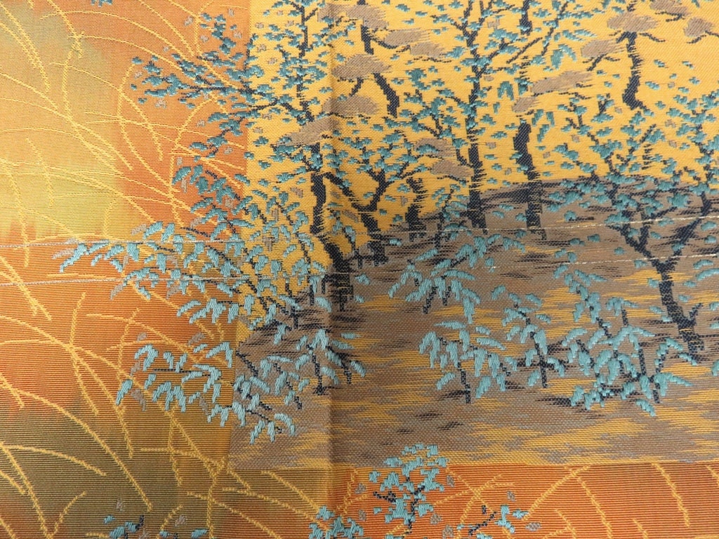 MOF281 Silk Obi Fabric Vintage1950-1980 Tree Dark Orange - Etsy
