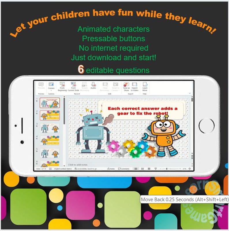 Interactive Robot Quiz Game – Editable Powerpoint Template (instant ...