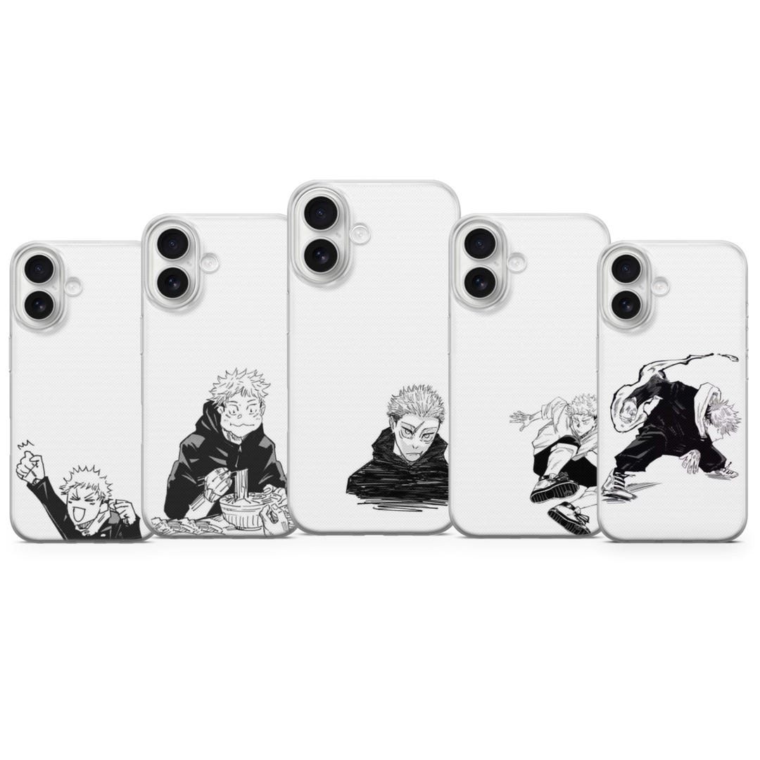 Yuji Itadori Minimal Black Anime Phone Case iPhone 17 16 15 14 13 12 11 ...