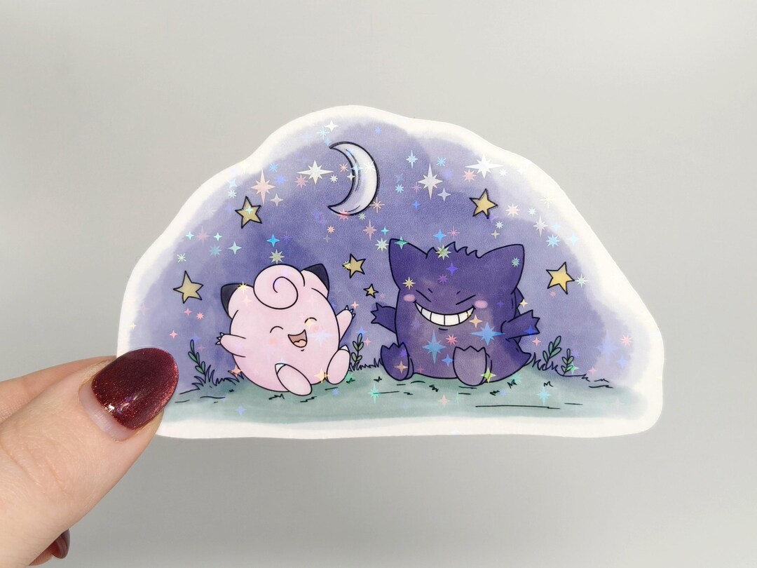 Gengar Clefairy Holographic Vinyl Sticker - Etsy