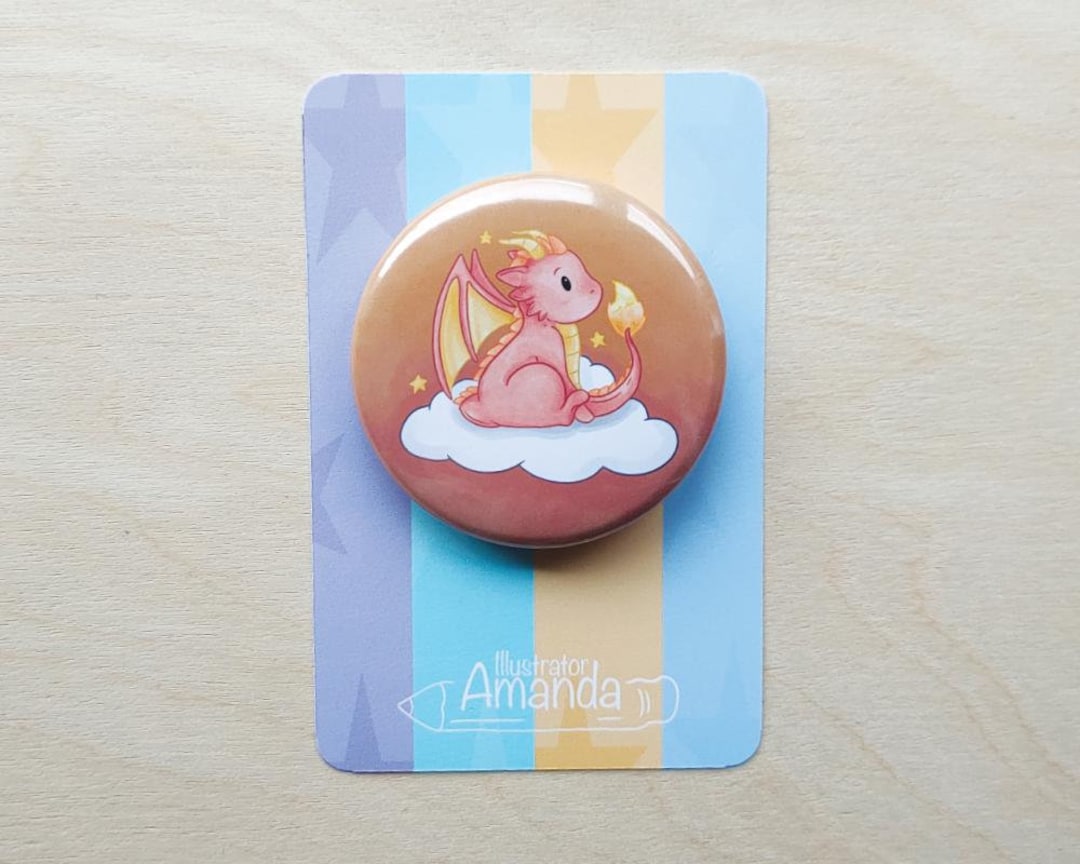 Red Fire Dragon Badge Adorable Red Dragon Badge for Collectors, Button ...