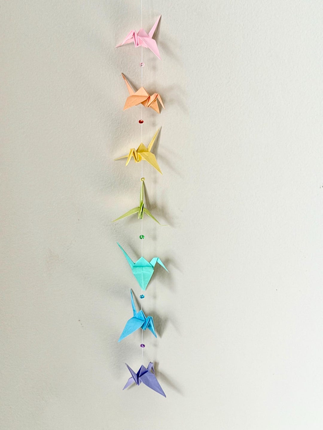 Pastel Rainbow Origami Crane String With Beads - Etsy