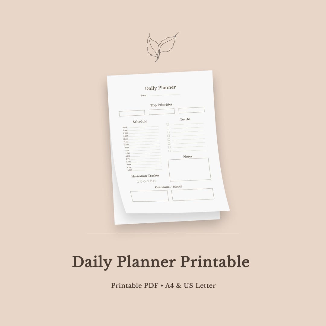 Minimalist Daily Planner Printable | Beige Aesthetic Daily Schedule ...
