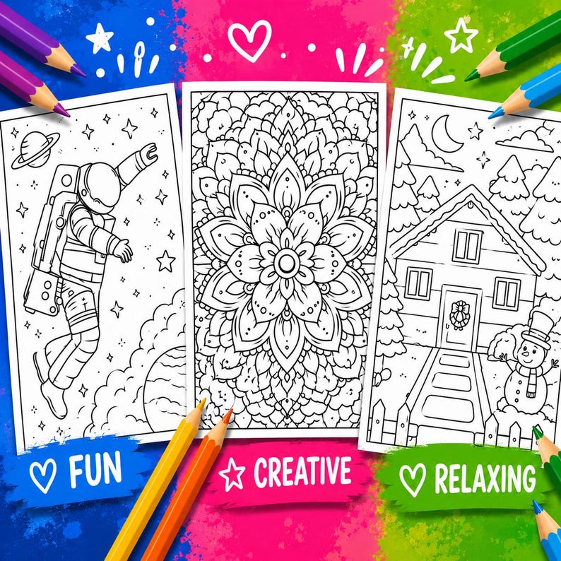 Printable Coloring Pages: Fun, Creative, Relaxing Designs (digital ...