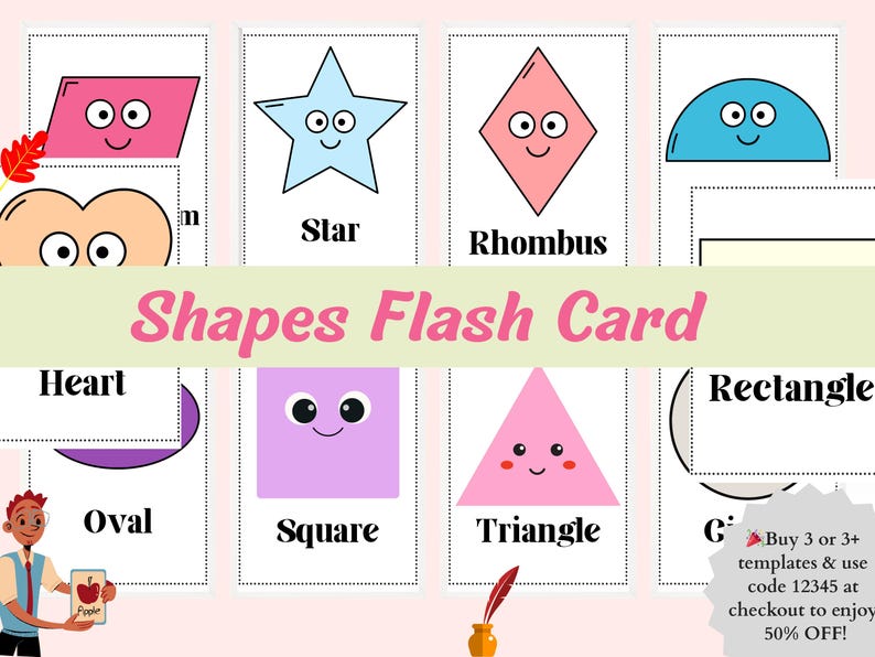 Basic Shapes Flash Cards for Kids | Early Learning Preschool Activity ...