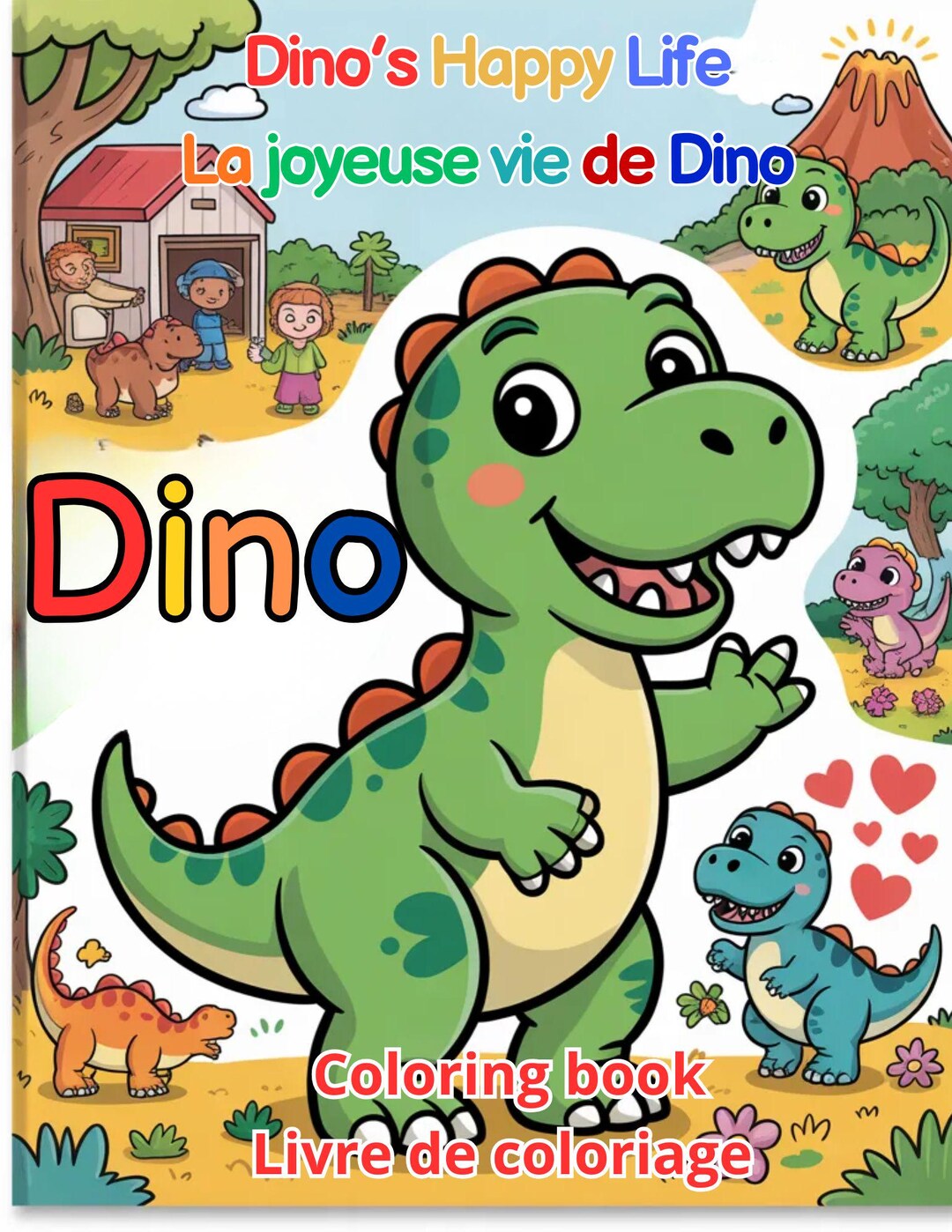 Dinosaur Coloring Book for 3-year-olds – Dino's Happy Life – Coloring ...