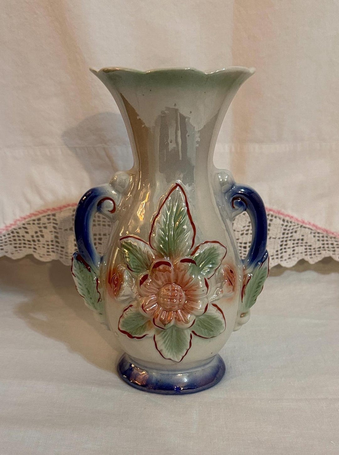 100+ Yr Old Vintage Vase Lustreware Hand Painted 1924 Made in Brazil ...