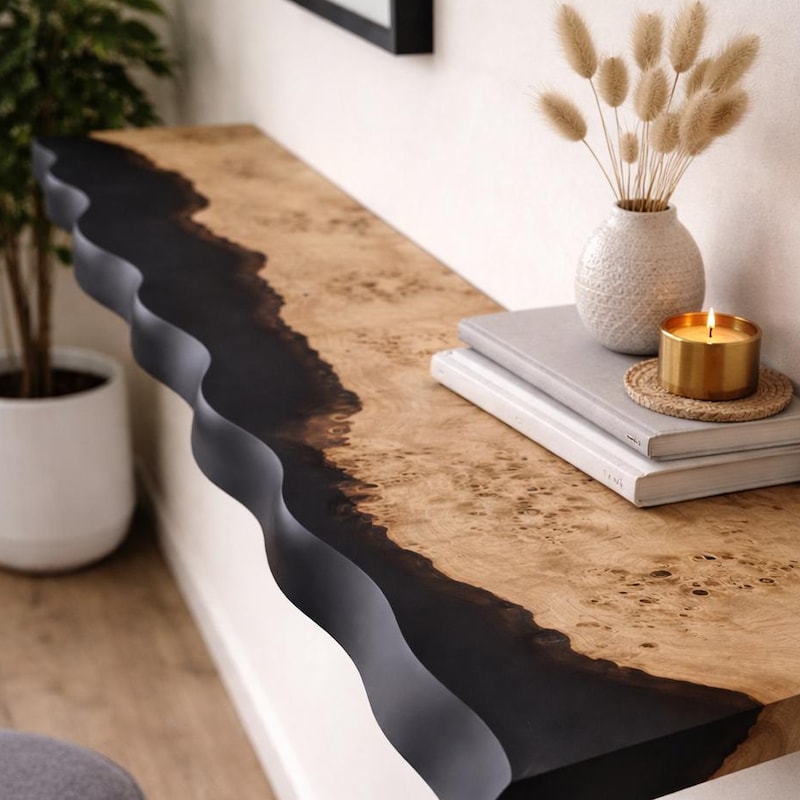 Epoxy and Black Floating Shelf - Etsy Canada
