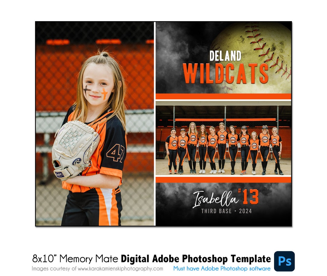 SOFTBALL MM037 | 8x10 Adobe Photoshop Memory Mate Digital Template ...