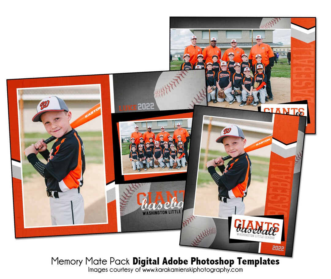 BASEBALL PACK G | Adobe Photoshop Memory Mate Digital Template | Sports ...