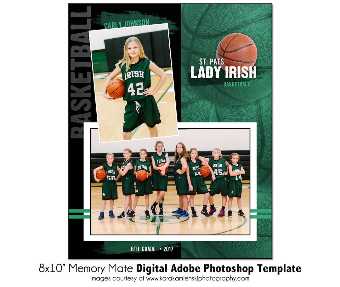 BASKETBALL MM011 | 8x10 Adobe Photoshop Memory Mate Digital Template ...