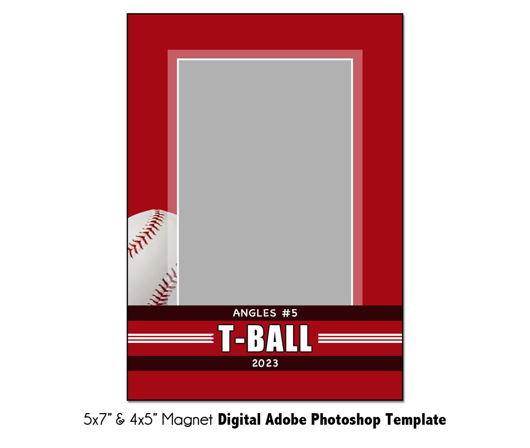 T-BALL MAGNET 001 | 5x7" & 4x5" Adobe Photoshop Digital Template ...