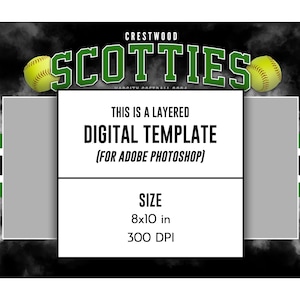 SOFTBALL MM040 | 8x10 Adobe Photoshop Memory Mate Digital Template ...