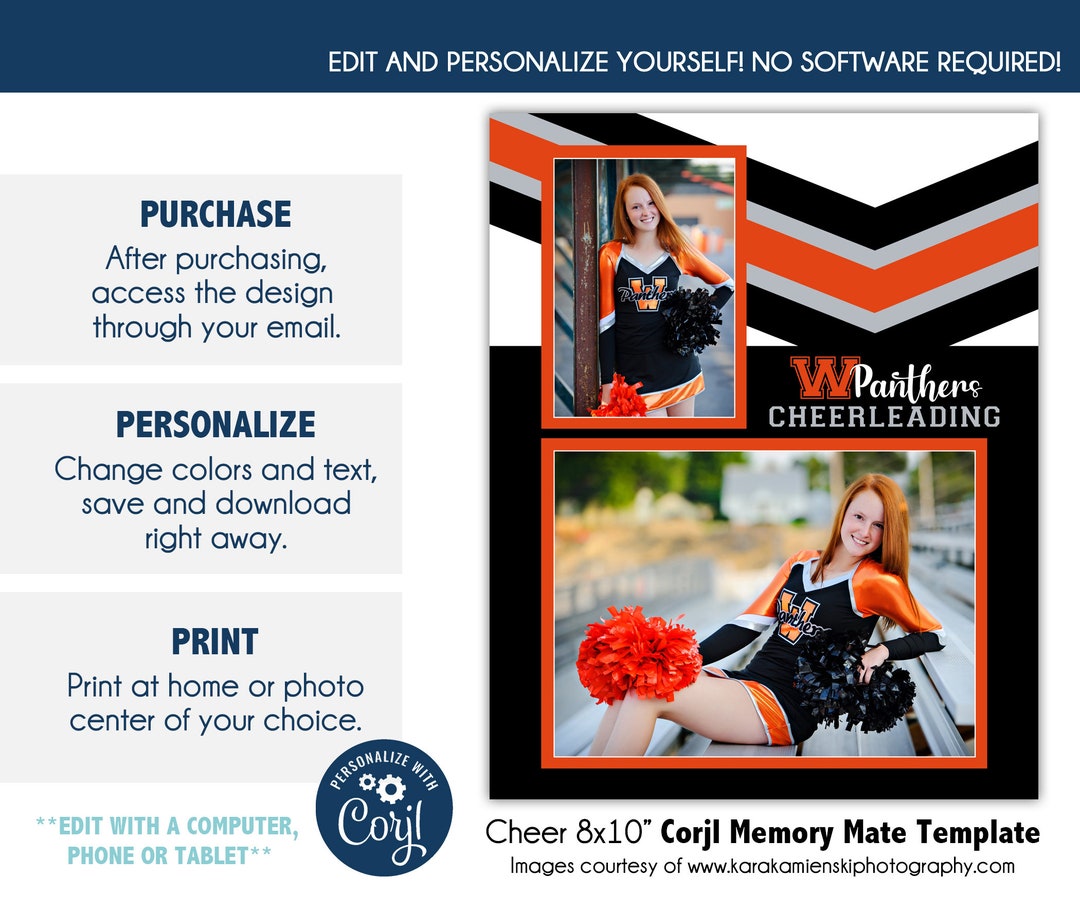 CHEERLEADING MM001_CORJL | 8x10 Sports Memory Mate Online Editable ...