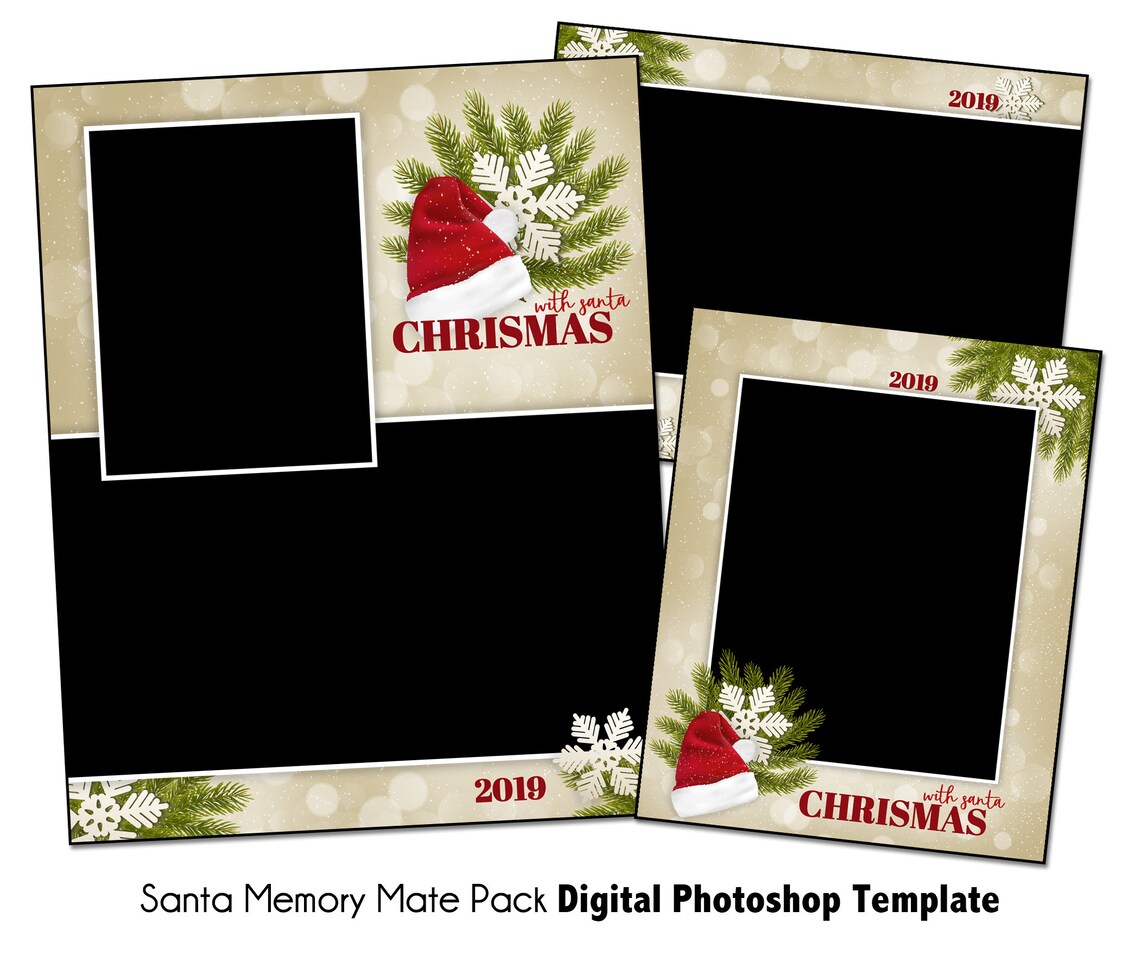 Santa Photo Template Pack A: Memory Mate and Individual Christmas Adobe ...