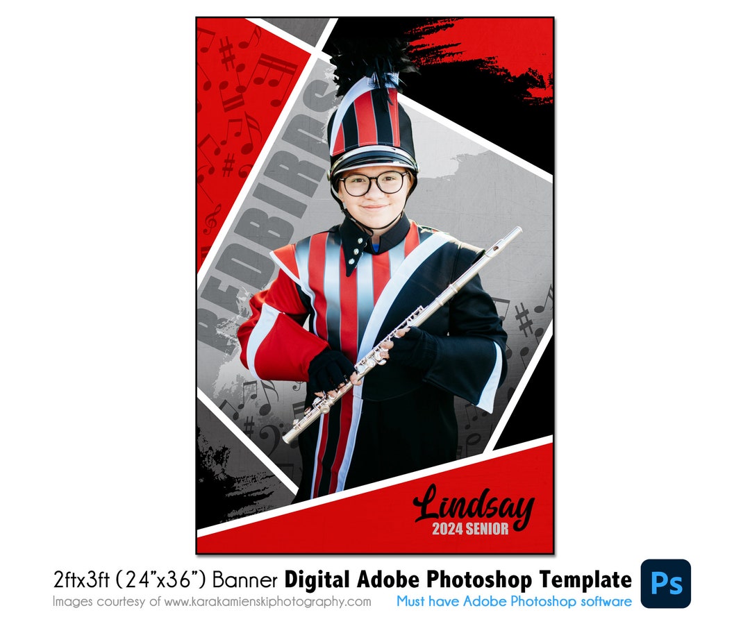 BAND BANNER 004 | 2ftx3ft (24"x36") Adobe Photoshop Digital Template ...