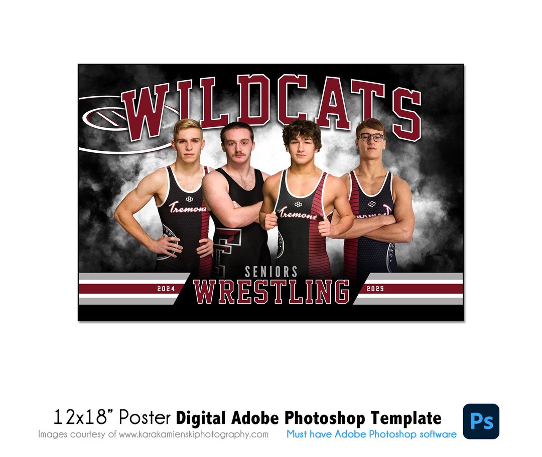 Wrestling Poster Template 001_H: 12x18" Photoshop PSD, Customizable ...