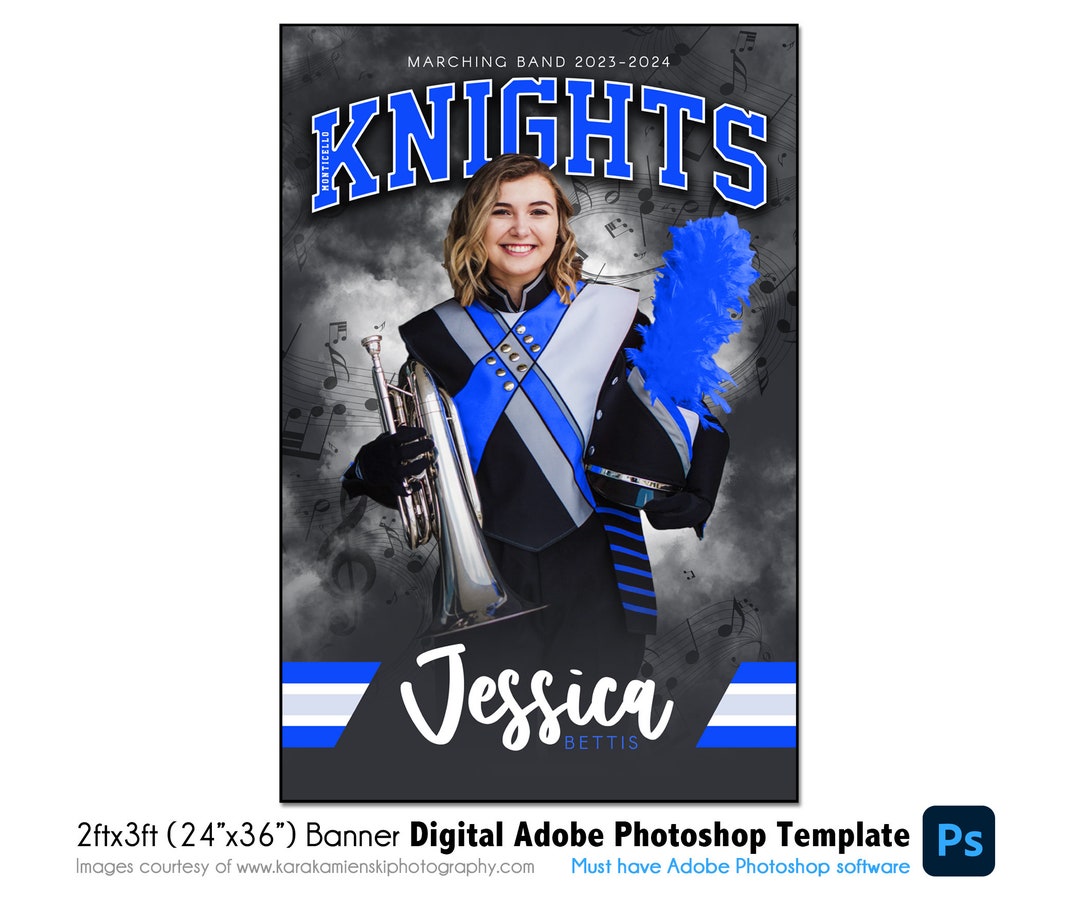 BAND BANNER 003 | 2ftx3ft (24"x36") Adobe Photoshop Digital Template ...