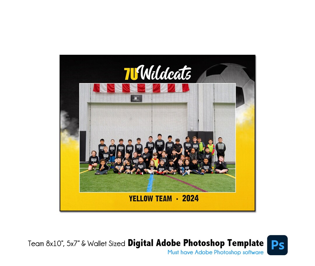 SOCCER T021 | 8x10, 5x7, Wallet Adobe Photoshop Digital Template ...