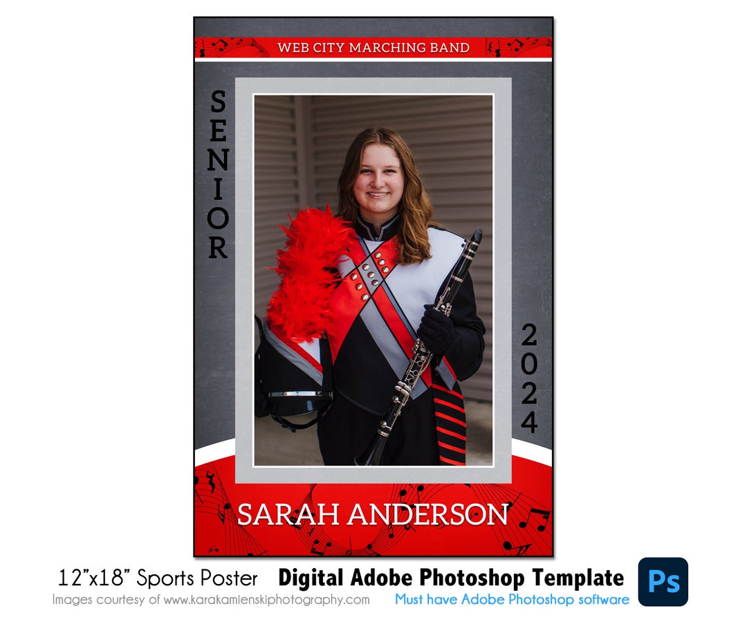 Marching Band Poster Template 002: 12x18" Photoshop PSD, Customizable ...