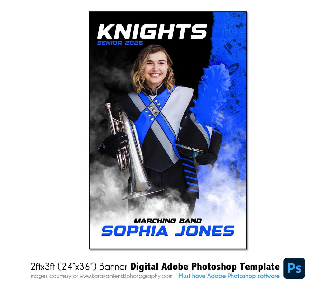 Marching Band Banner Template 008: 2ft X 3ft (24x36”)photoshop PSD ...