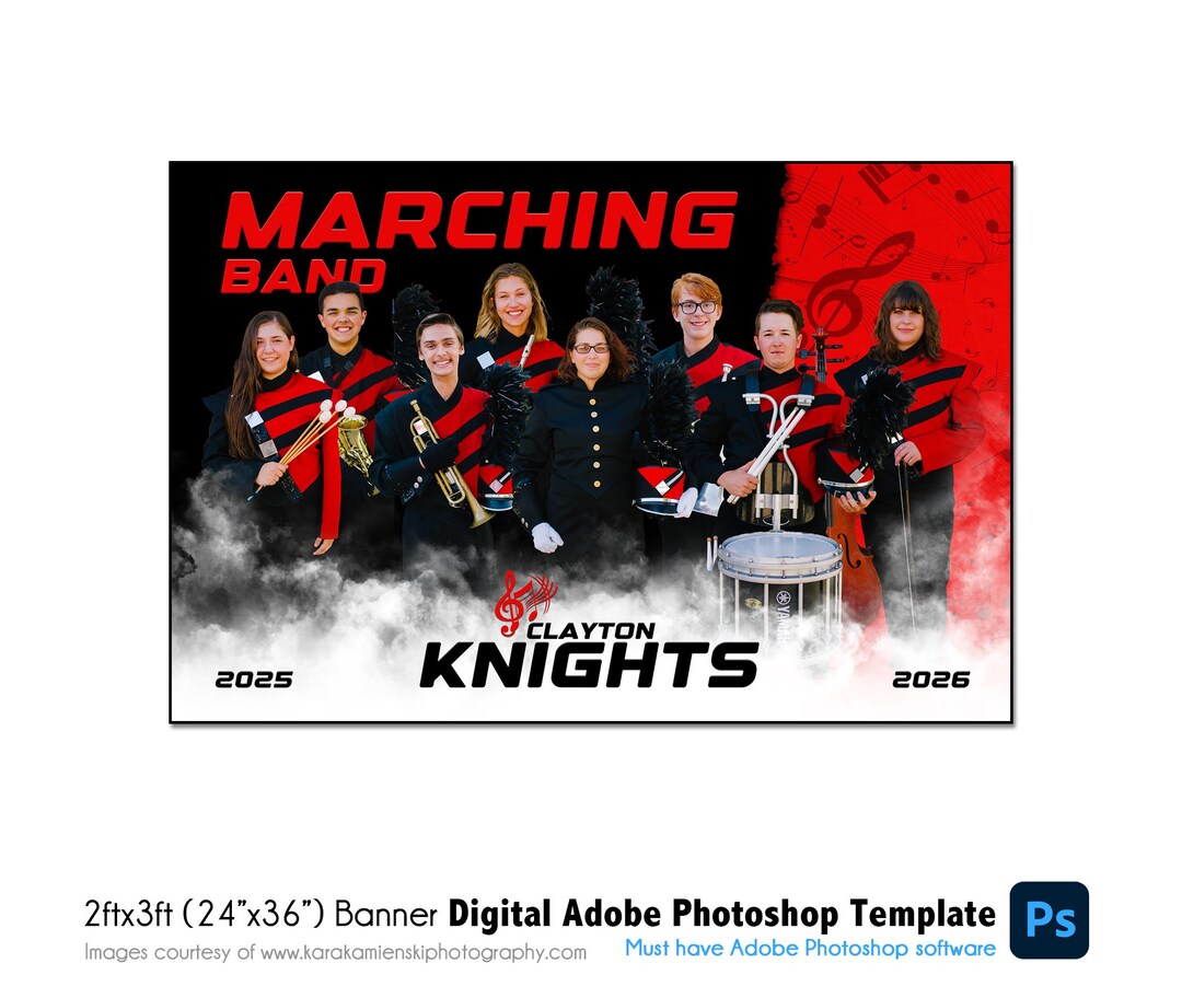 Marching Band Banner Template 008_H: 2ft X 3ft Photoshop PSD ...