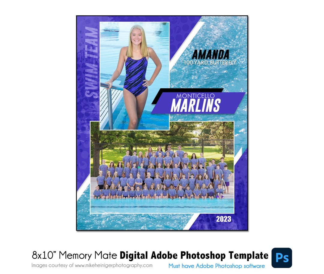 SWIM MM005 | 8x10 Adobe Photoshop Memory Mate Digital Template | Sports ...