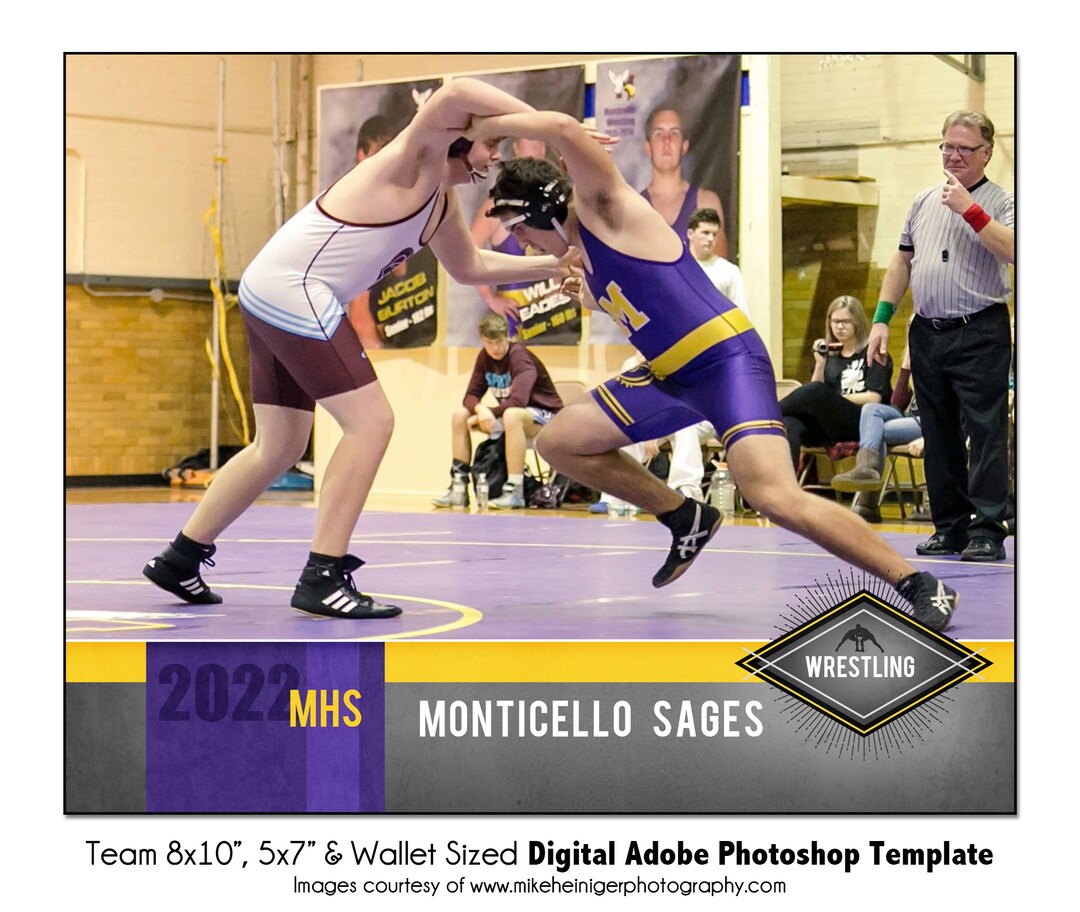Wrestling Team Photo Template 003: Photoshop PSD (8x10, 5x7, Wallet ...