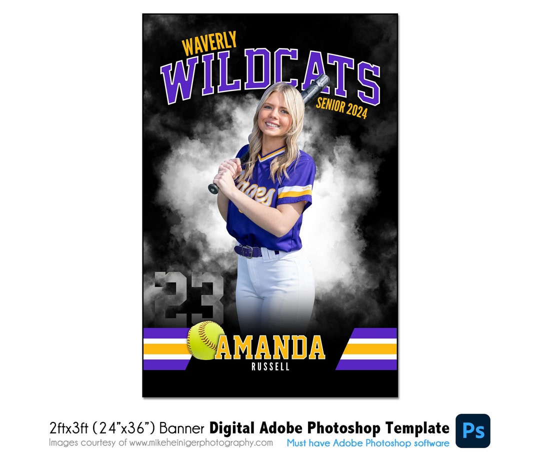 SOFTBALL BANNER 008 | 2ftx3ft (24"x36") Adobe Photoshop Digital ...