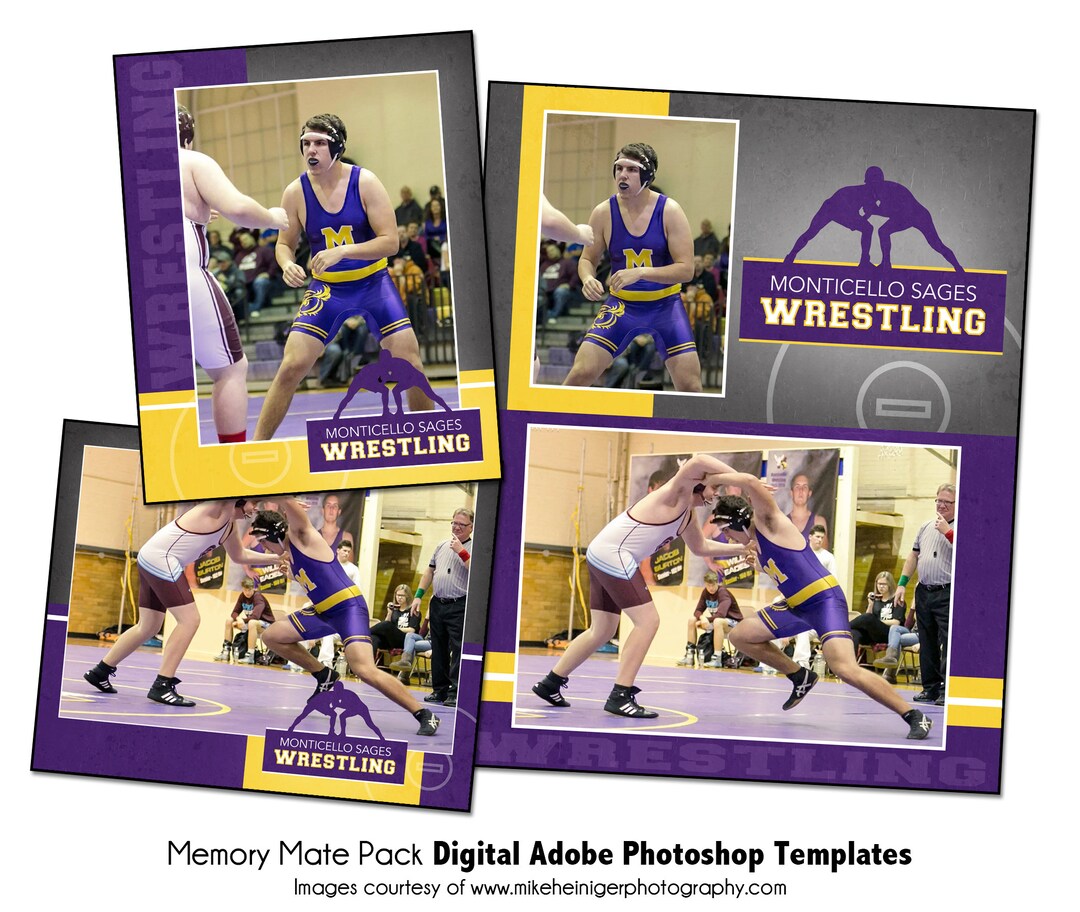 WRESTLING PACK A Adobe Photoshop Memory Mate Digital Template Sports ...