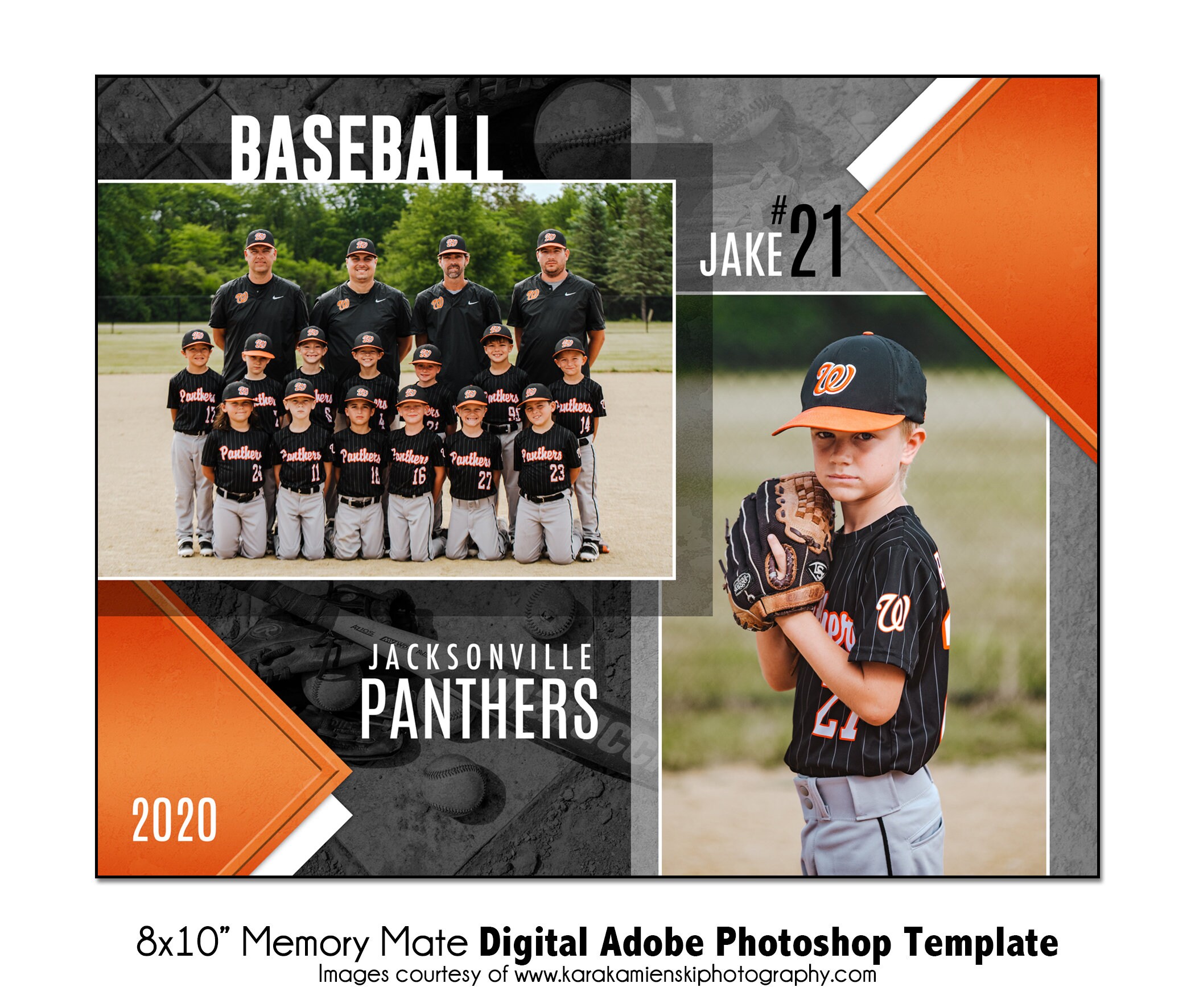 BASEBALL MM024 | 8x10 Adobe Photoshop Memory Mate Digital Template ...