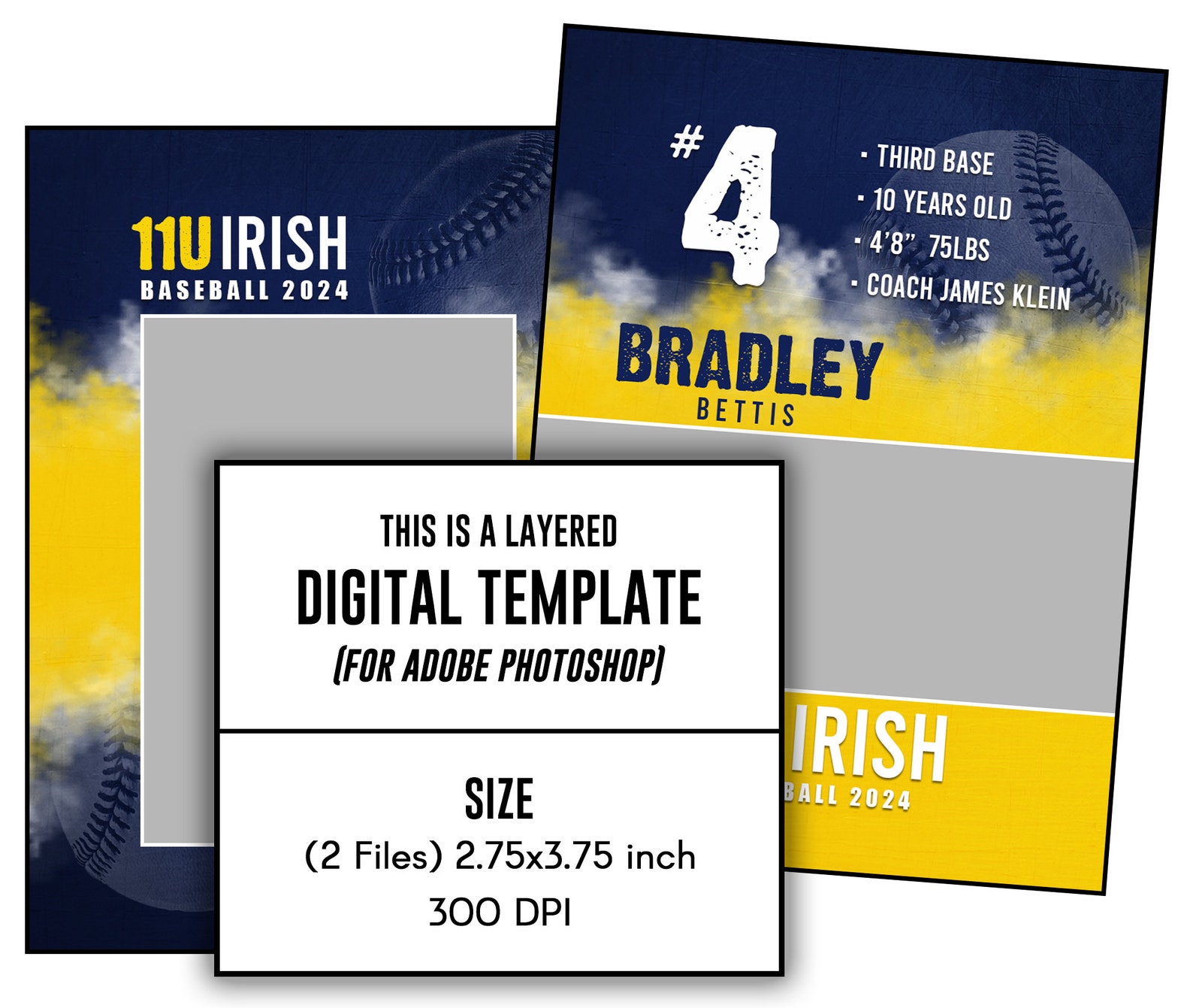Baseball Trading Card Template 026: 2.75x3.75” Photoshop PSD ...