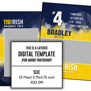 Baseball Trading Card Template 026: 2.75x3.75” Photoshop PSD ...