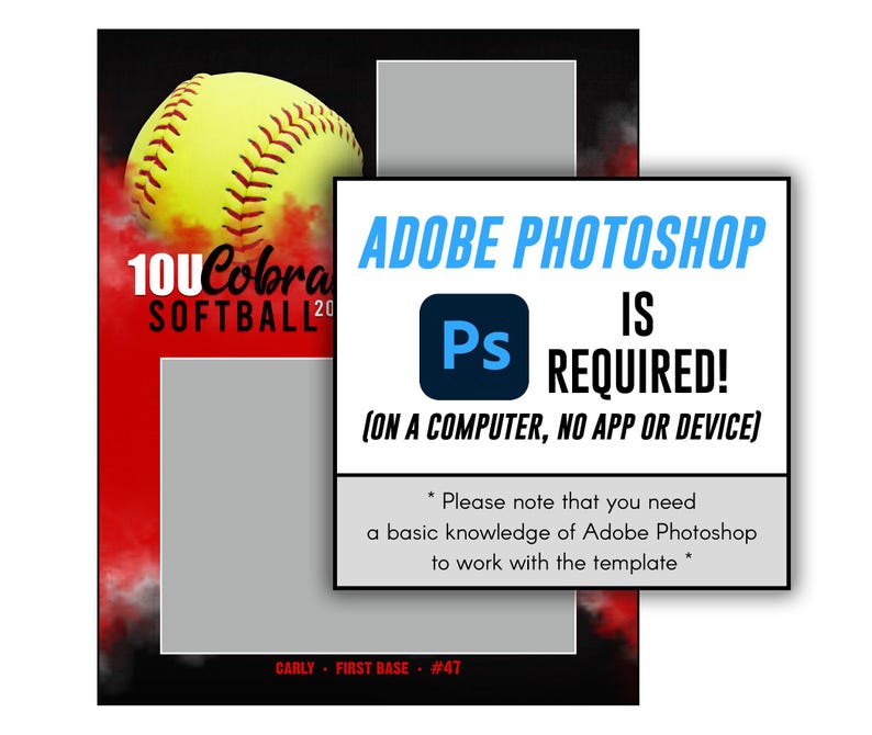 Softball Memory Mate Photo Template 030: 8x10” Photoshop PSD ...