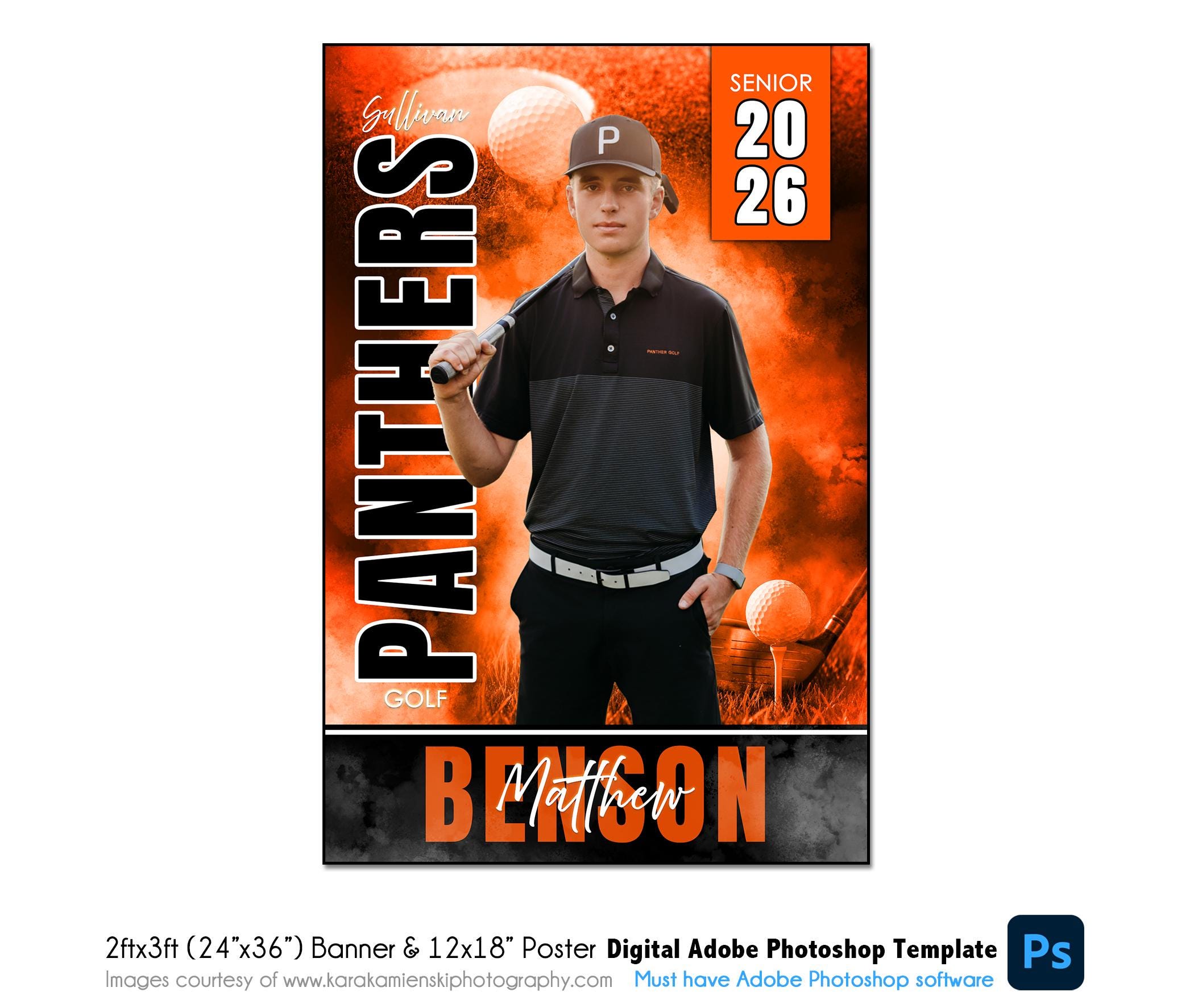 Golf Banner & Poster Template 005: 2x3ft, 12x18" Photoshop PSD ...