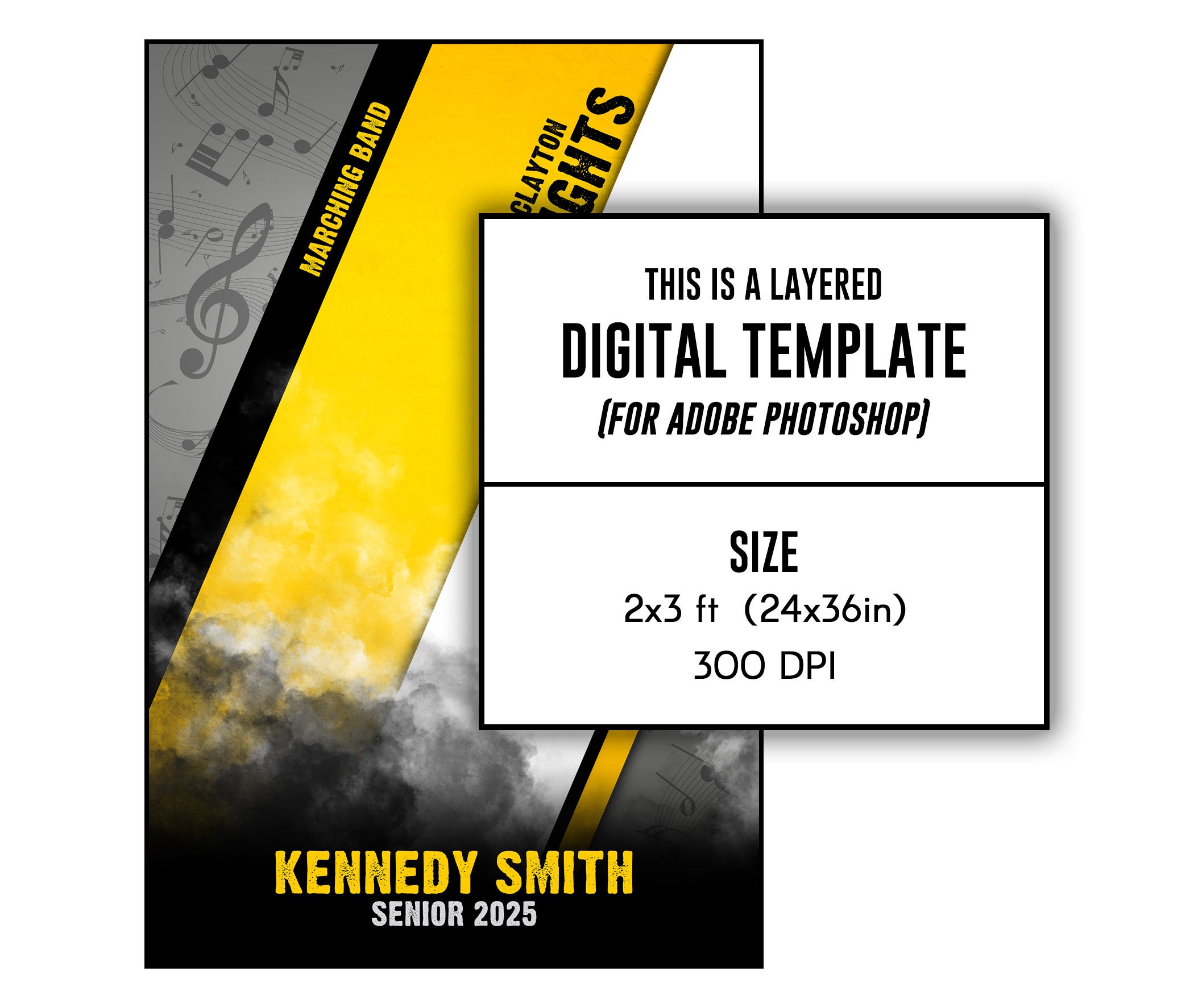 Marching Band Banner Template 007: 2ftx3ft (24x36”)photoshop PSD ...