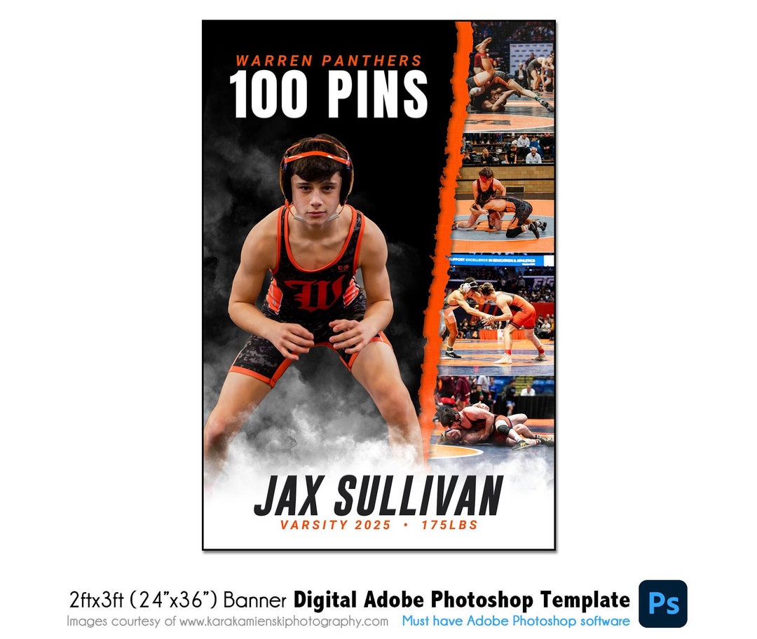 WRESTLING BANNER 013 | 2ftx3ft (24"x36") Adobe Photoshop Digital ...