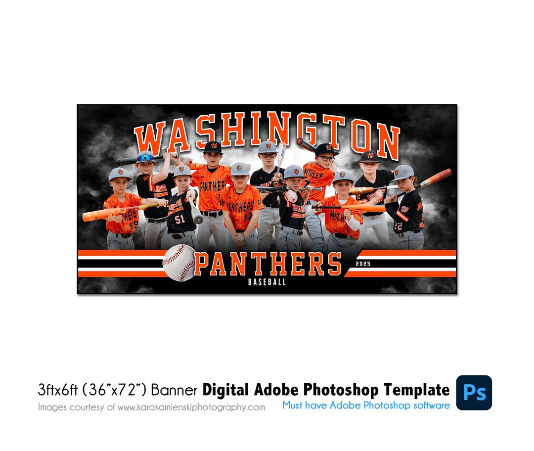 BASEBALL BANNER 008_HL | 3ftx6ft (36"x72") Adobe Photoshop Digital ...