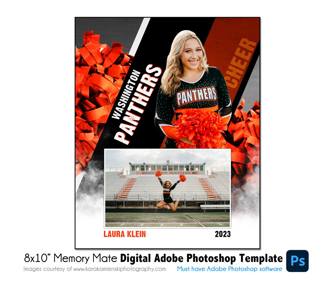 CHEERLEADING MM024 8x10 Adobe Photoshop Memory Mate Digital Template ...